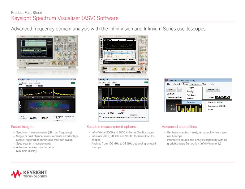 Spectrum Visualizer Asv Software Product Fact Sheet Pdf Asset Page Keysight
